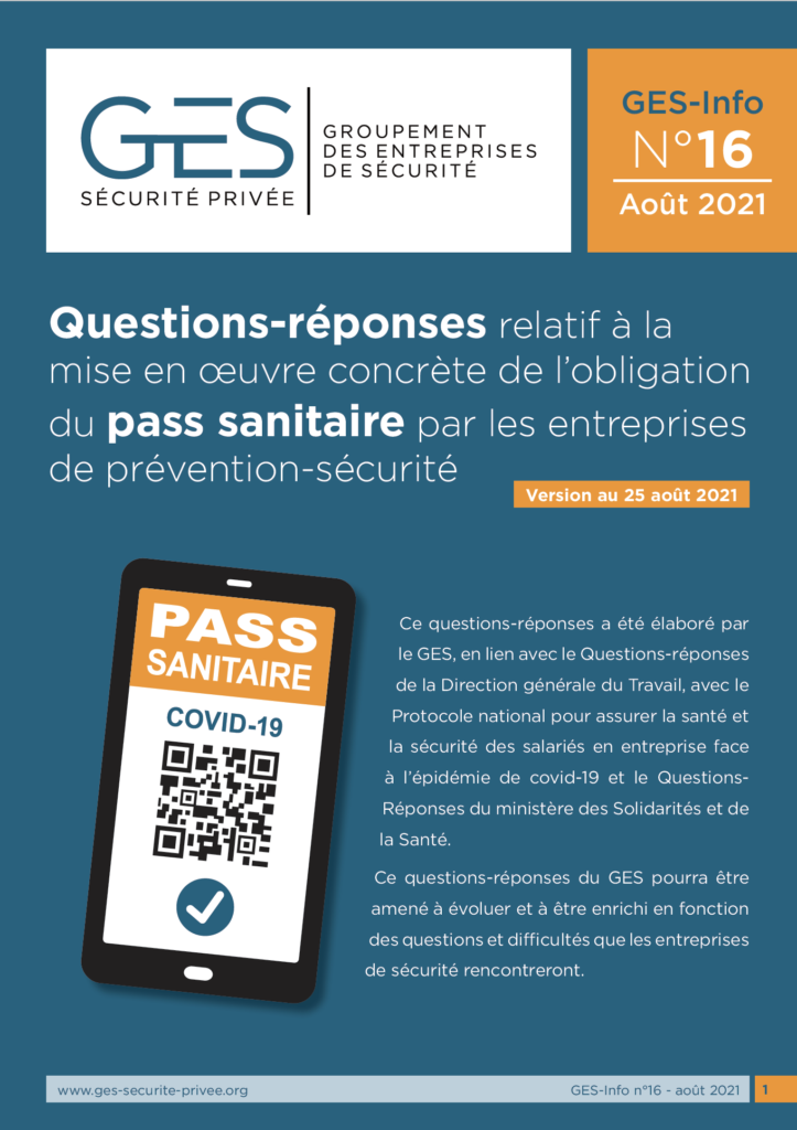 GES-Info N°16 : Questions-réponses pass sanitaire - GES Sécurité Privée